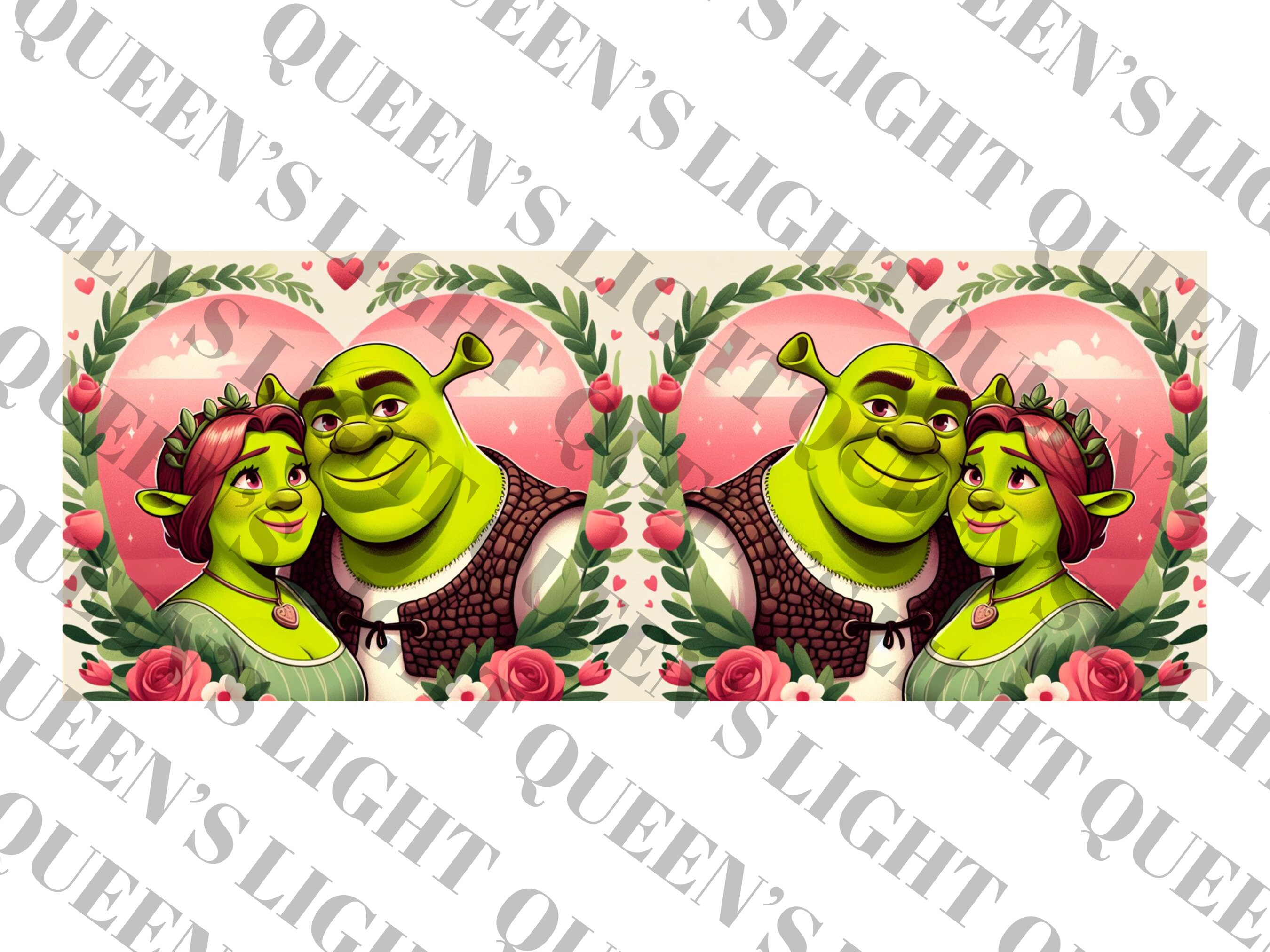 Shrek and Fiona Mug Wrap, 11oz & 15oz Mug Template, Valentine's Mug ...