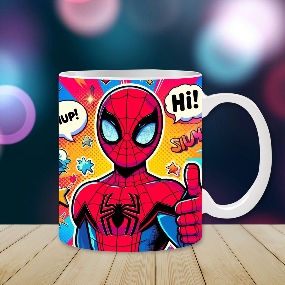 Spiderman Mug Wrap, Cute Spiderman Mug Wrap Sublimation Design PNG ...