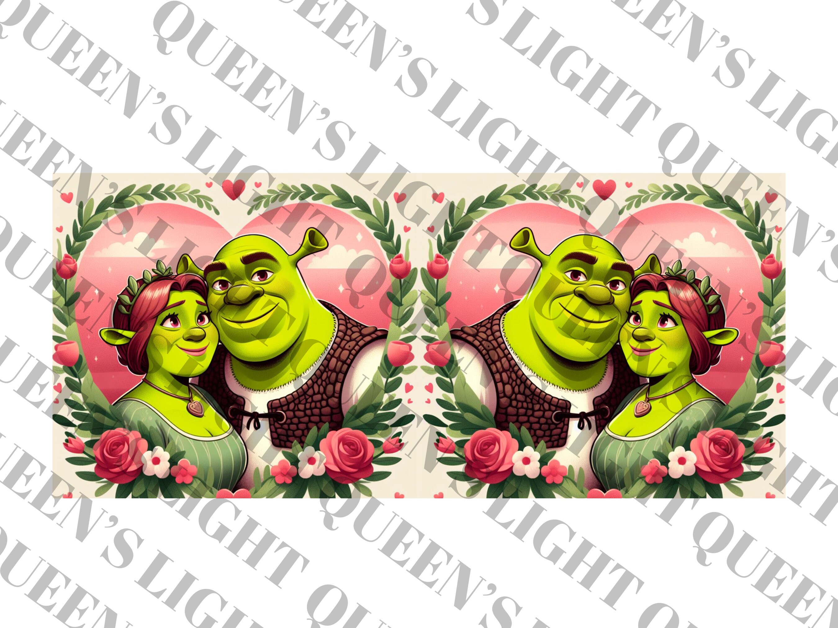 Shrek and Fiona Mug Wrap, 11oz & 15oz Mug Template, Valentine's Mug ...