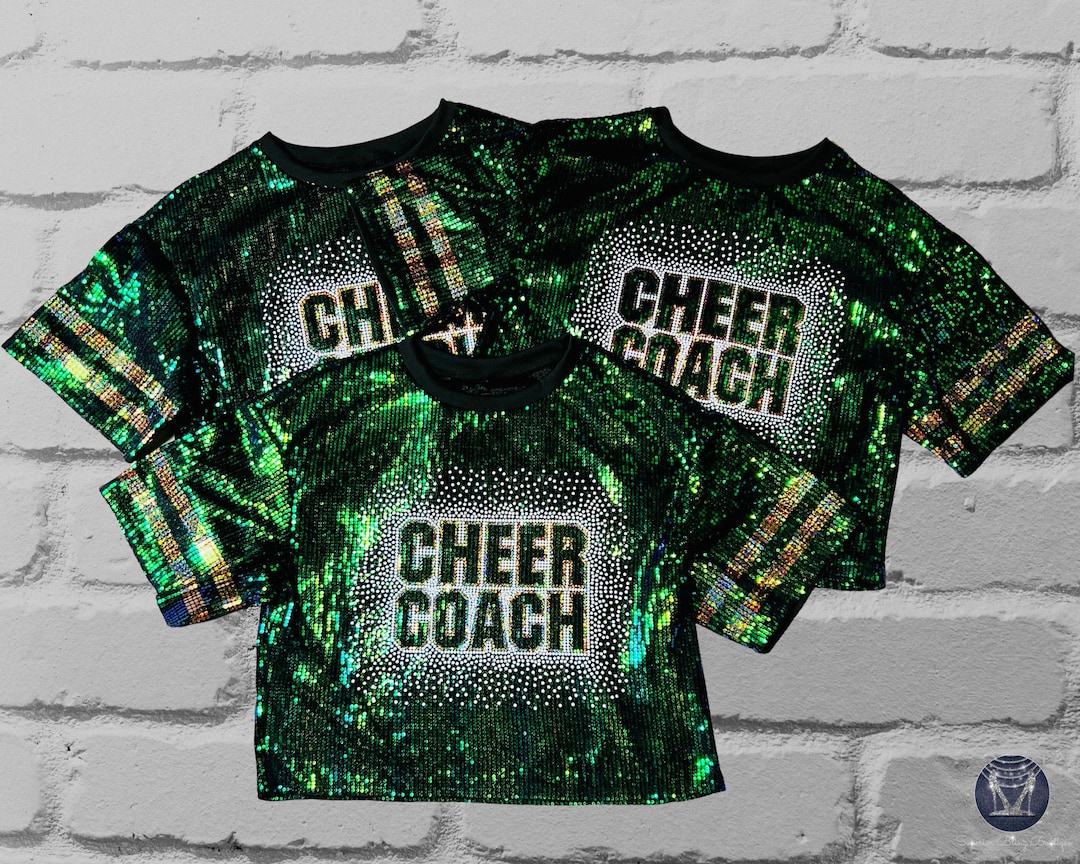 Cheer Coach Sequin Custom Bling Jersey – Sparkly Cheer Competition Top ...