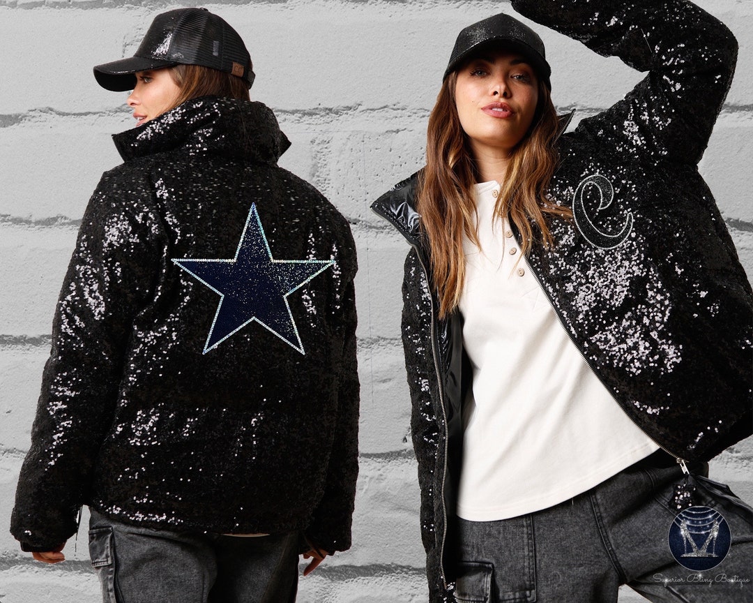 Custom Star Sequin Puffer Jacket Customize With Letter and Bling, Custom Bling, Gifts for Her - Etsy
