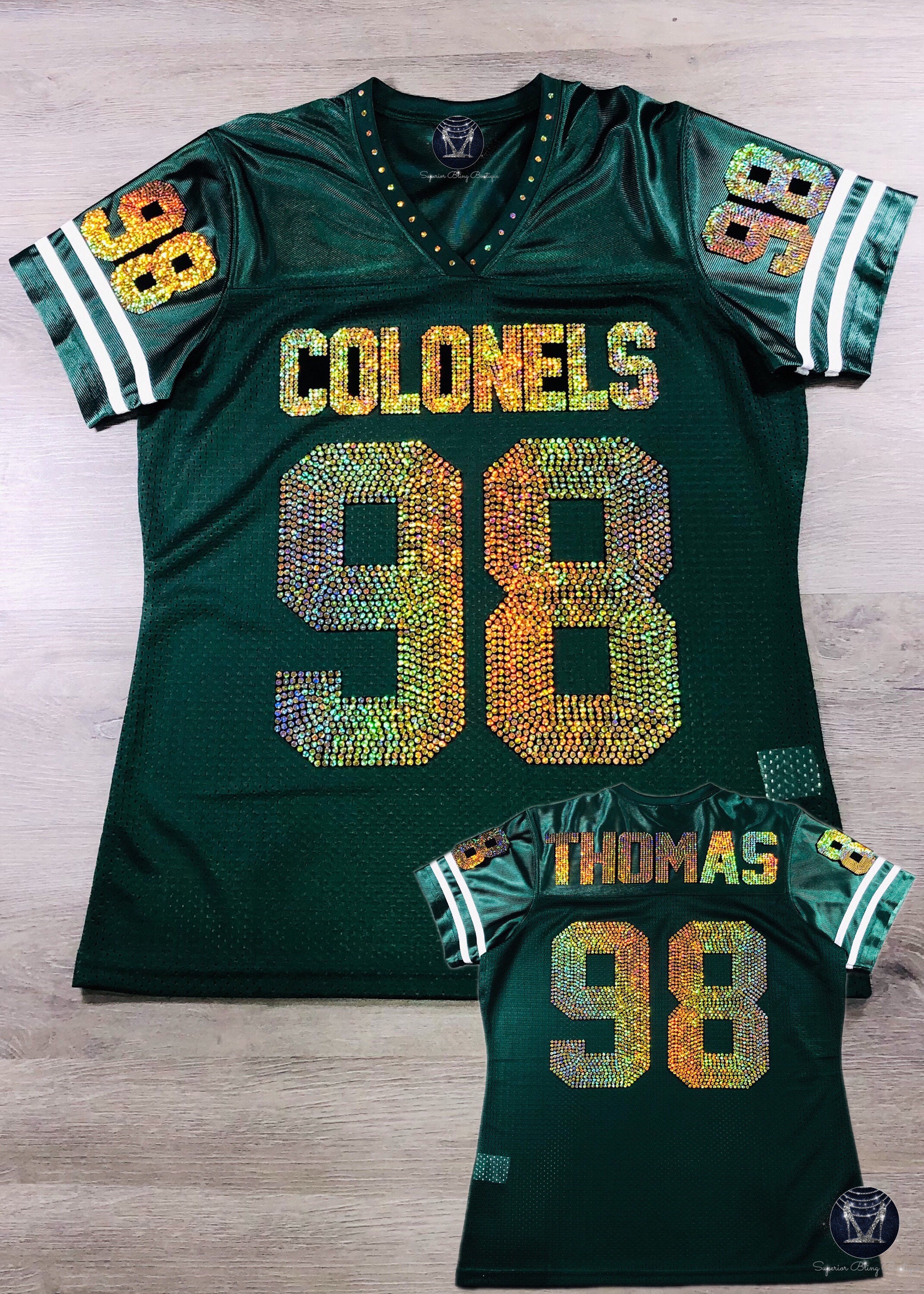 Custom Bling Womens Patchwork Jersey Customize With Your Team, Mascot ...