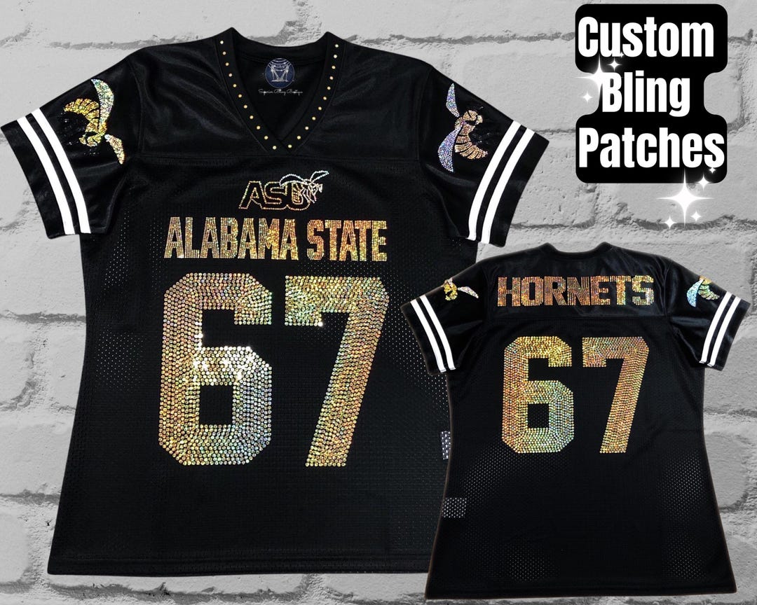 ASU, Women's Bling Patchwork Jersey, Alabama State University, HBCU ...