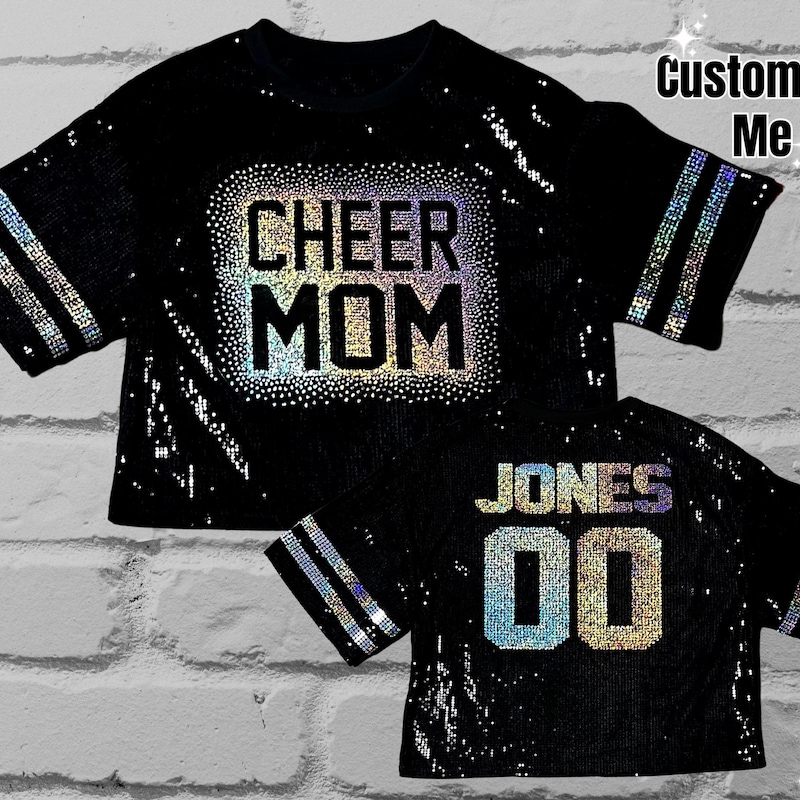 Sequin Tshirt Cheer Mom - Etsy