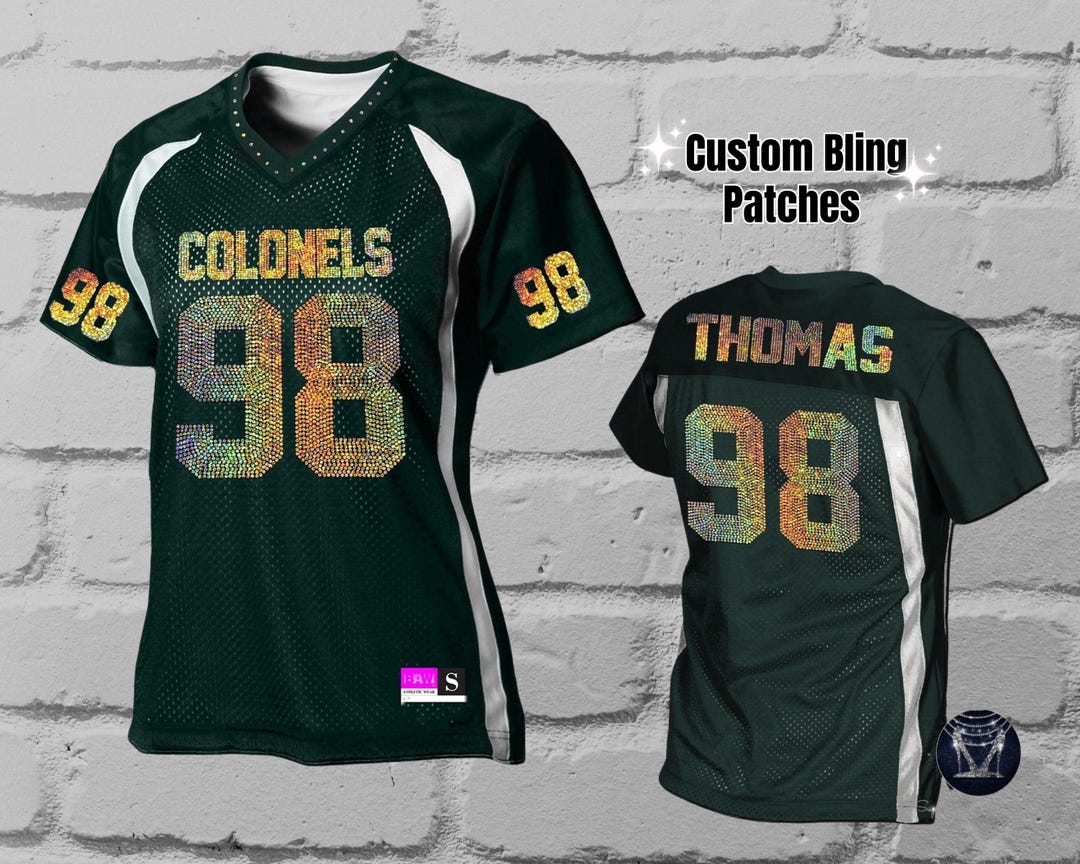 Custom Bling Ladies Patchwork Jersey - Customize With Your Team, Mascot ...
