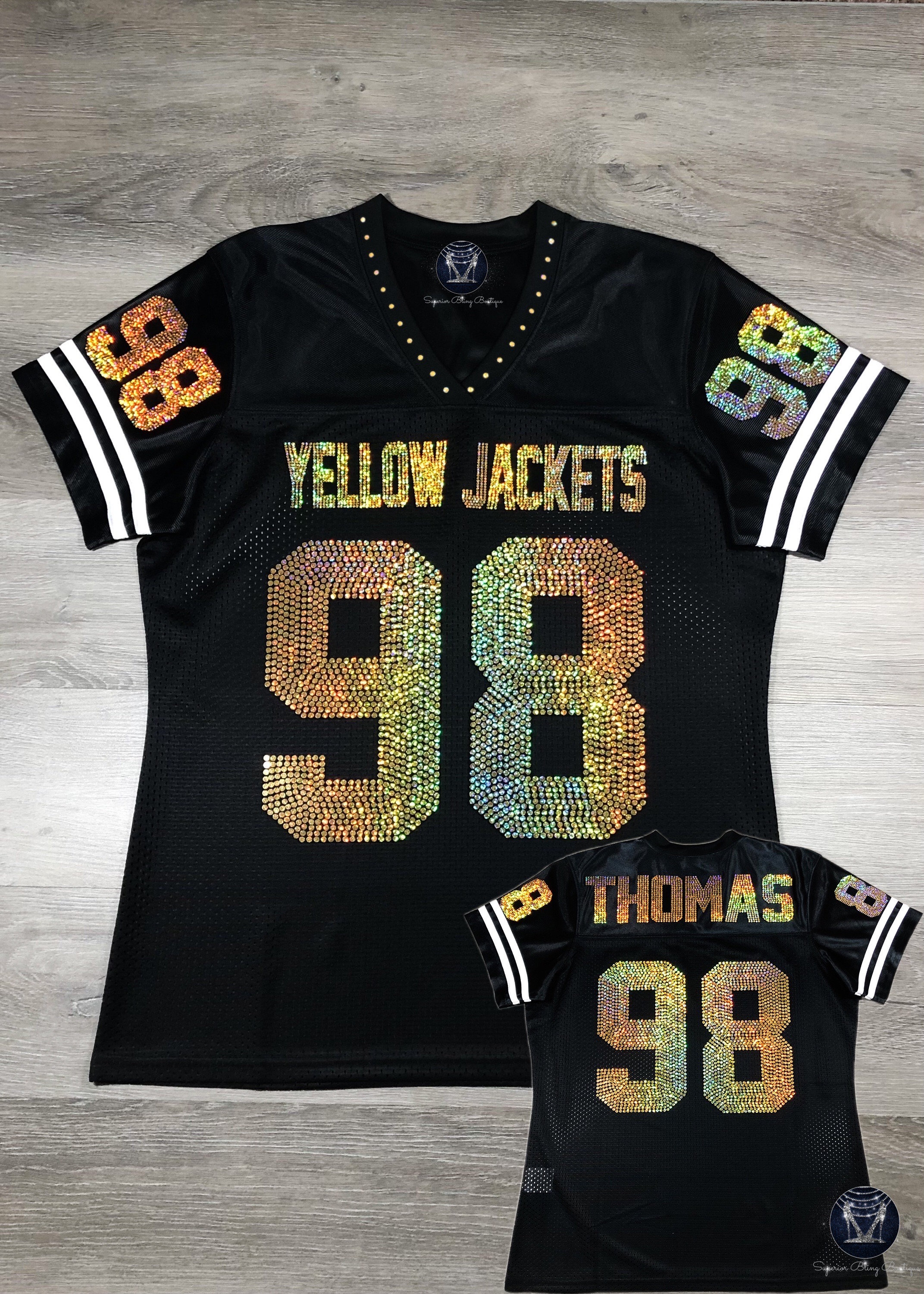 Custom Bling Womens Patchwork Jersey Customize With Your Team, Mascot ...