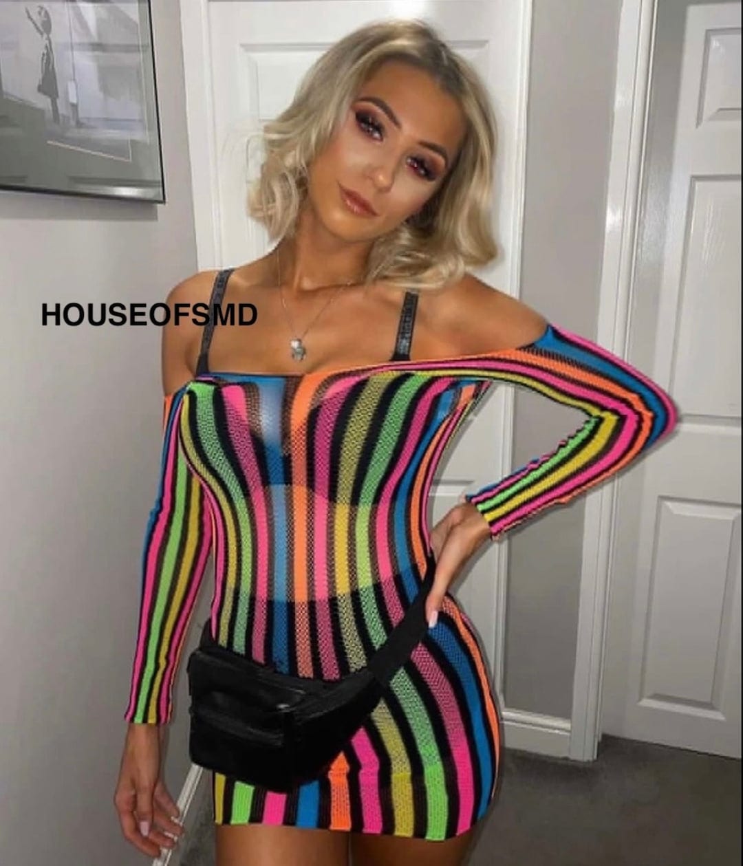 Rainbow Fishnet Rave Dress Fishnet Dress Fishnet Rave Outfit Rave