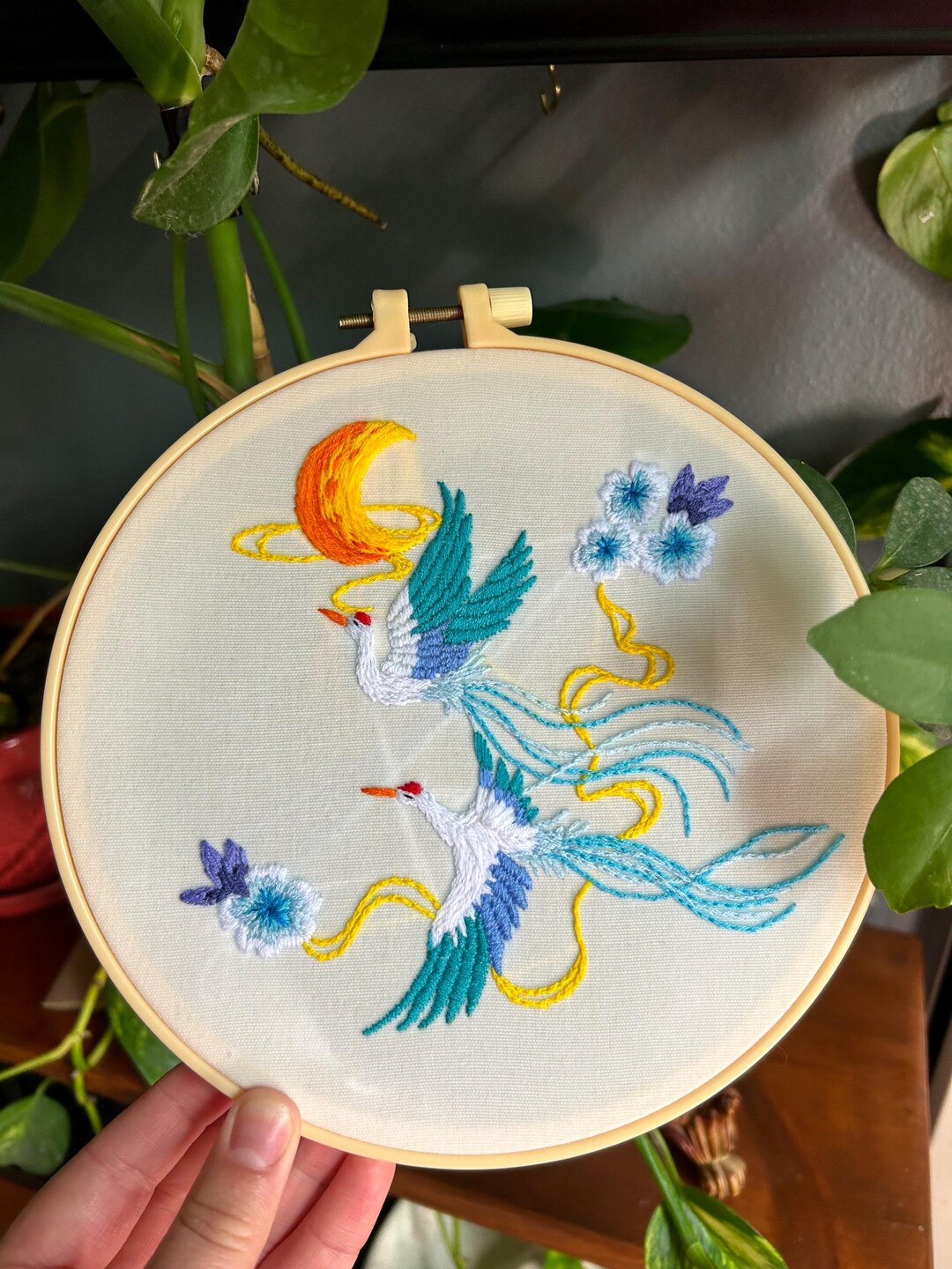Cranes in the Night Embroidery - Etsy