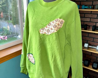 Hand-stitched Patchwork Crewneck - Etsy