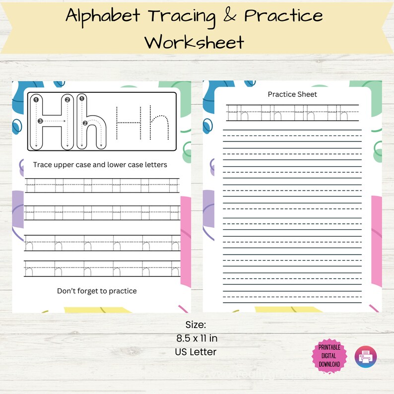 Alphabet Tracing Worksheets A-Z / ABC Tracing Workbook /handwriting ...