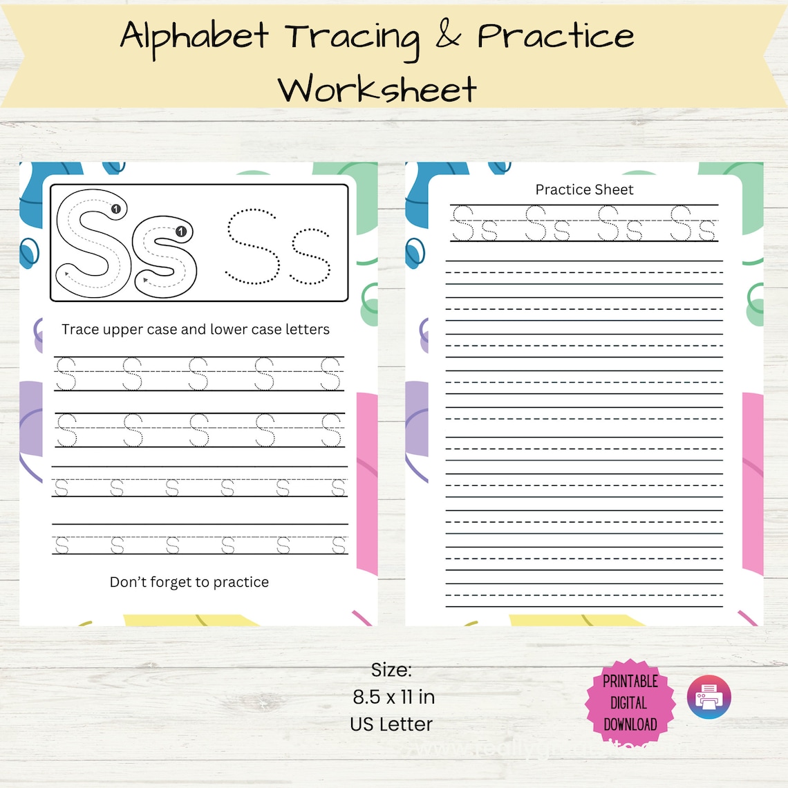 Alphabet Tracing Worksheets A-Z / ABC Tracing Workbook /handwriting ...