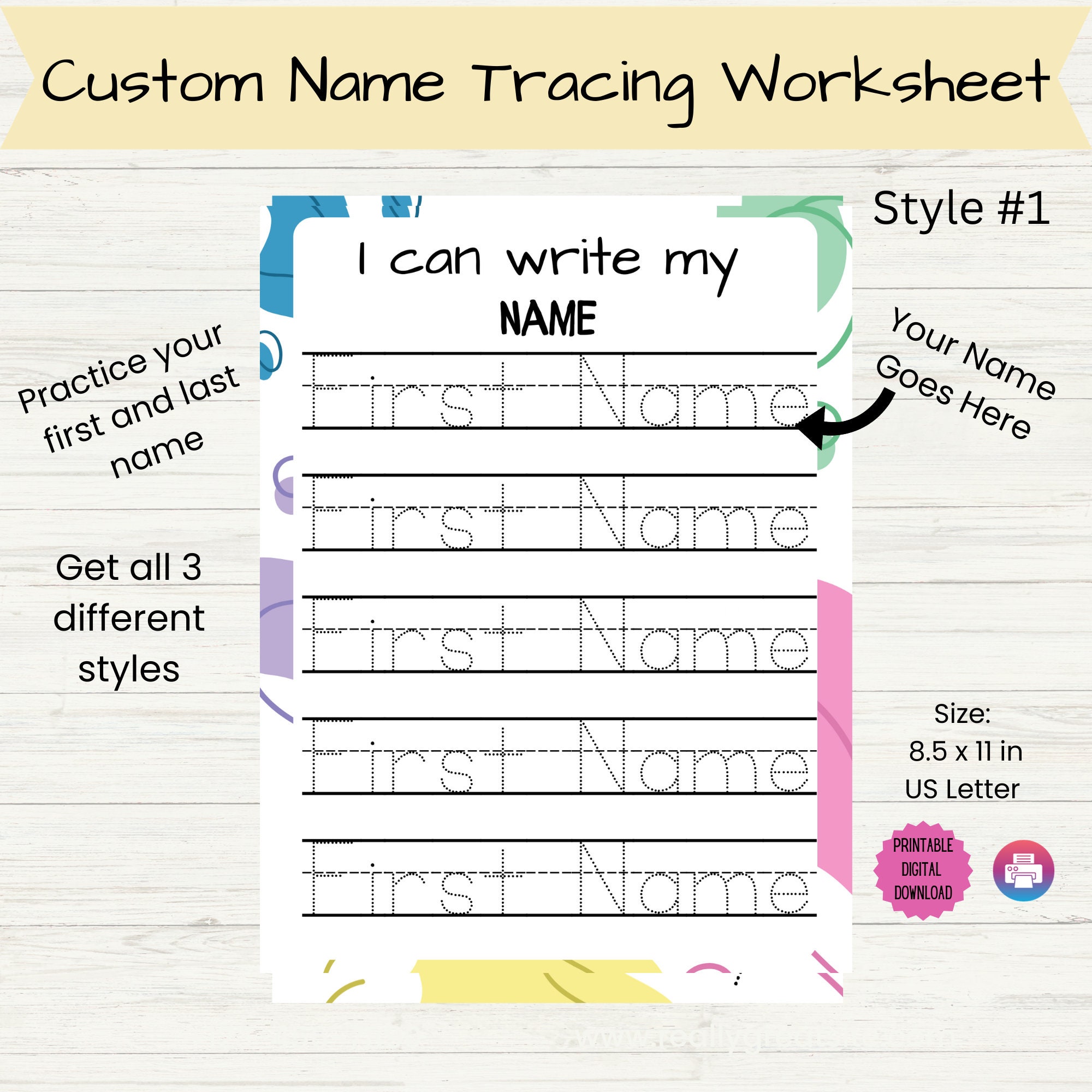 Name Tracing Custom Worksheet / First & Last Name Tracing Name Worksheet / Name Tracing ...