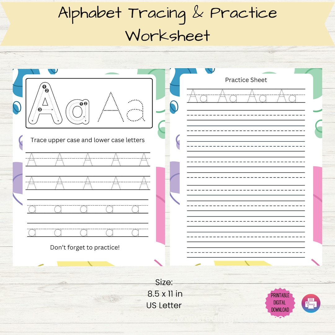 Alphabet Tracing Worksheets A-Z / ABC Tracing Workbook /handwriting ...