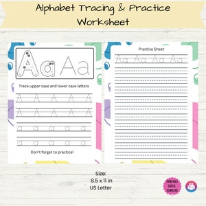 Alphabet Tracing Worksheets A-Z / ABC Tracing Workbook /handwriting ...