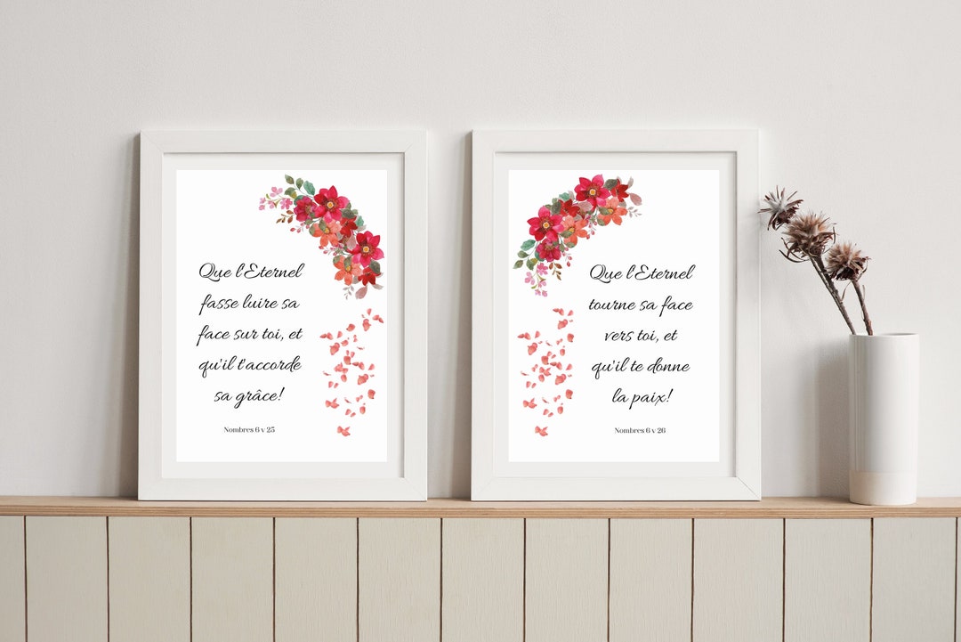 Set of 2 Encouraging Bible Verse Posters Wall Decor Christian Art ...