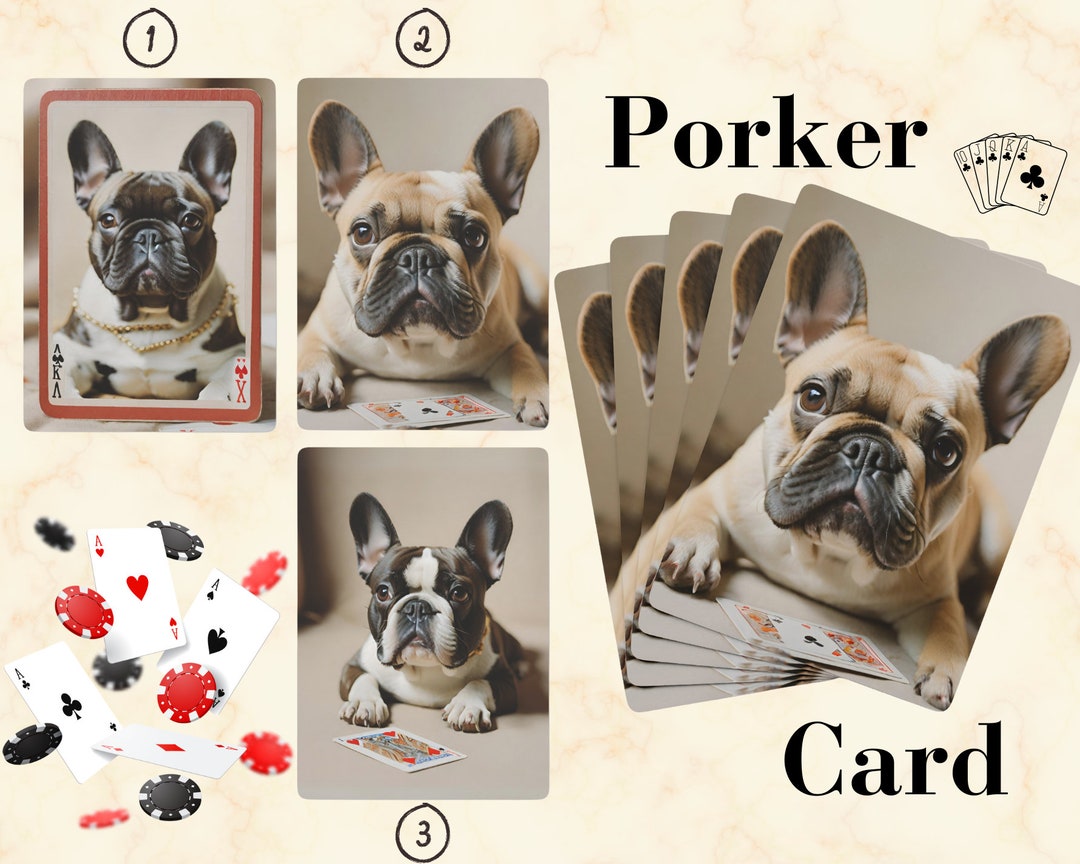 French Bulldog Playing Cards Frenchies Classic Poker Card Realistic ...