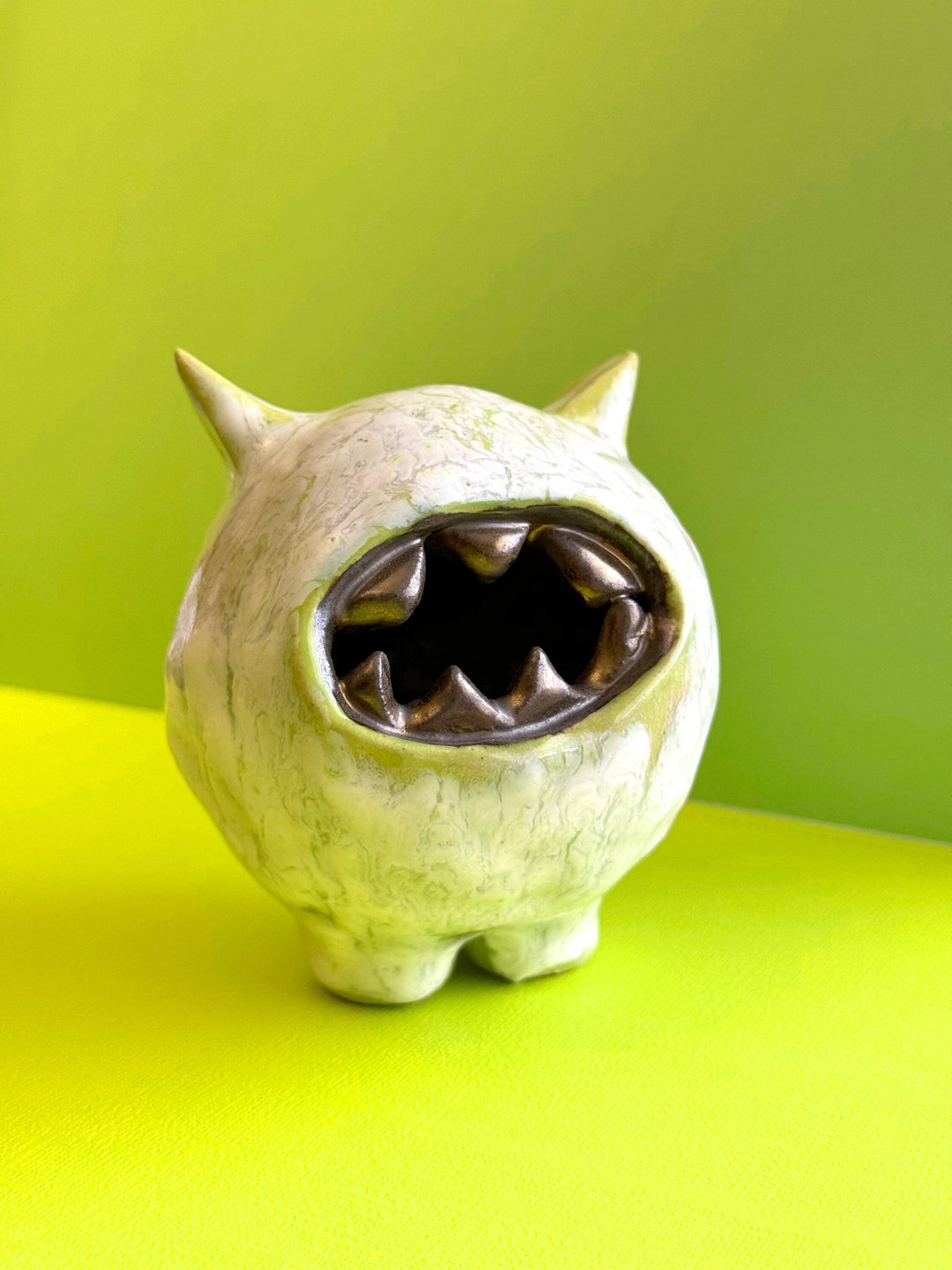 Green Melted Monster Handmade Ceramic Sculpture Unique Vase or Incense ...