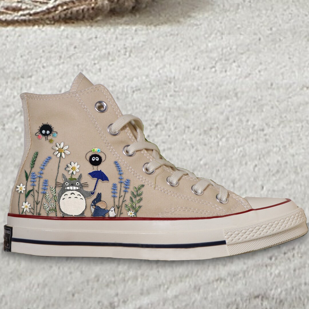 Totoro-inspired Embroidery Converse Anime Embroidered - Etsy