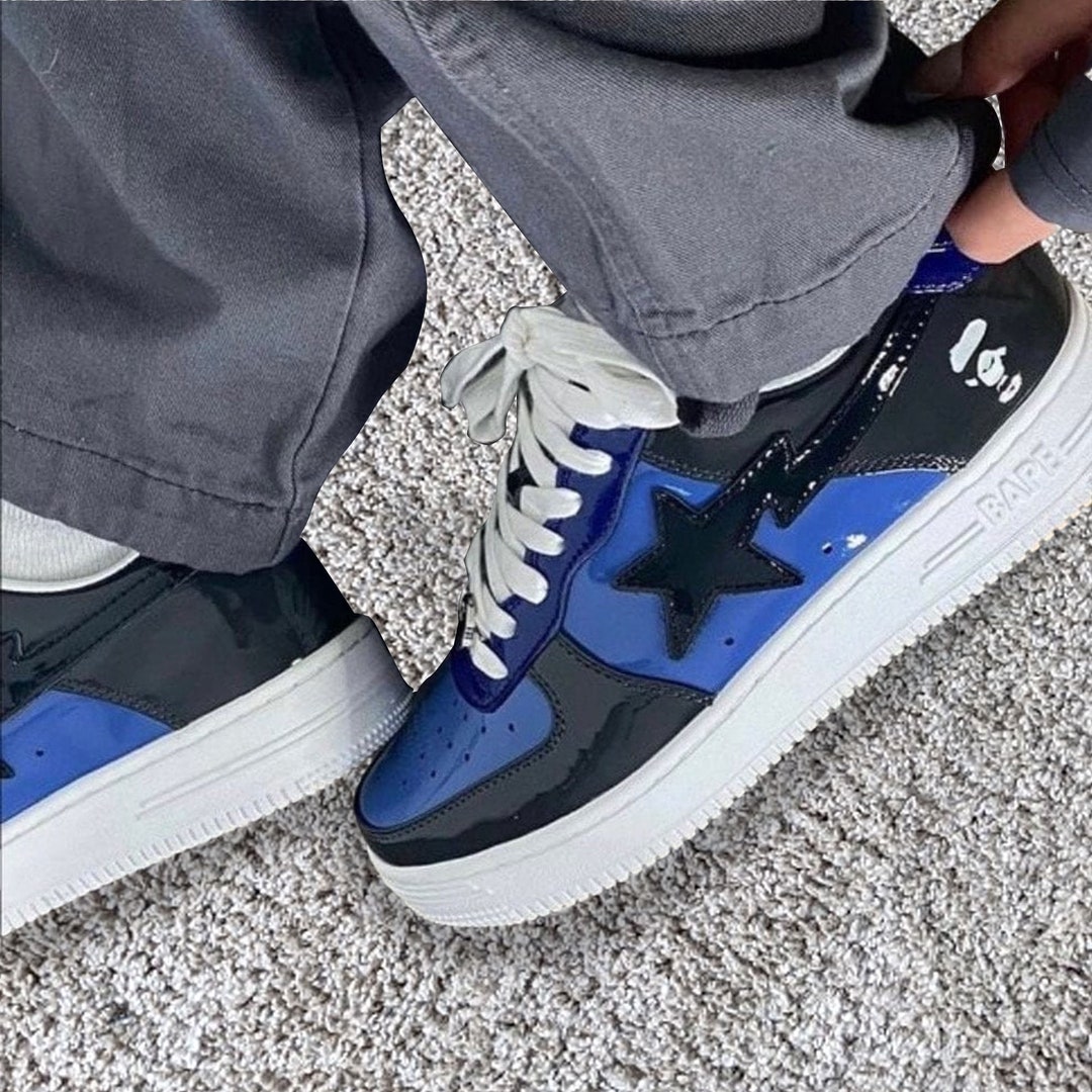 BAPESTA Low Blue-black Bape Sta Retro Sneakers High Quality - Etsy