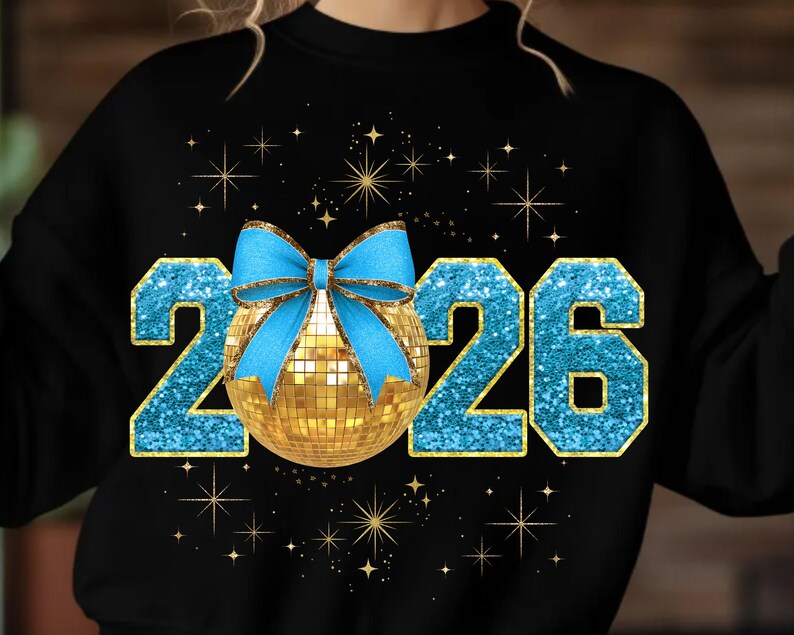 Glitter Disco Ball New Years 2026 Png: Happy New Year Sequin Coquette ...