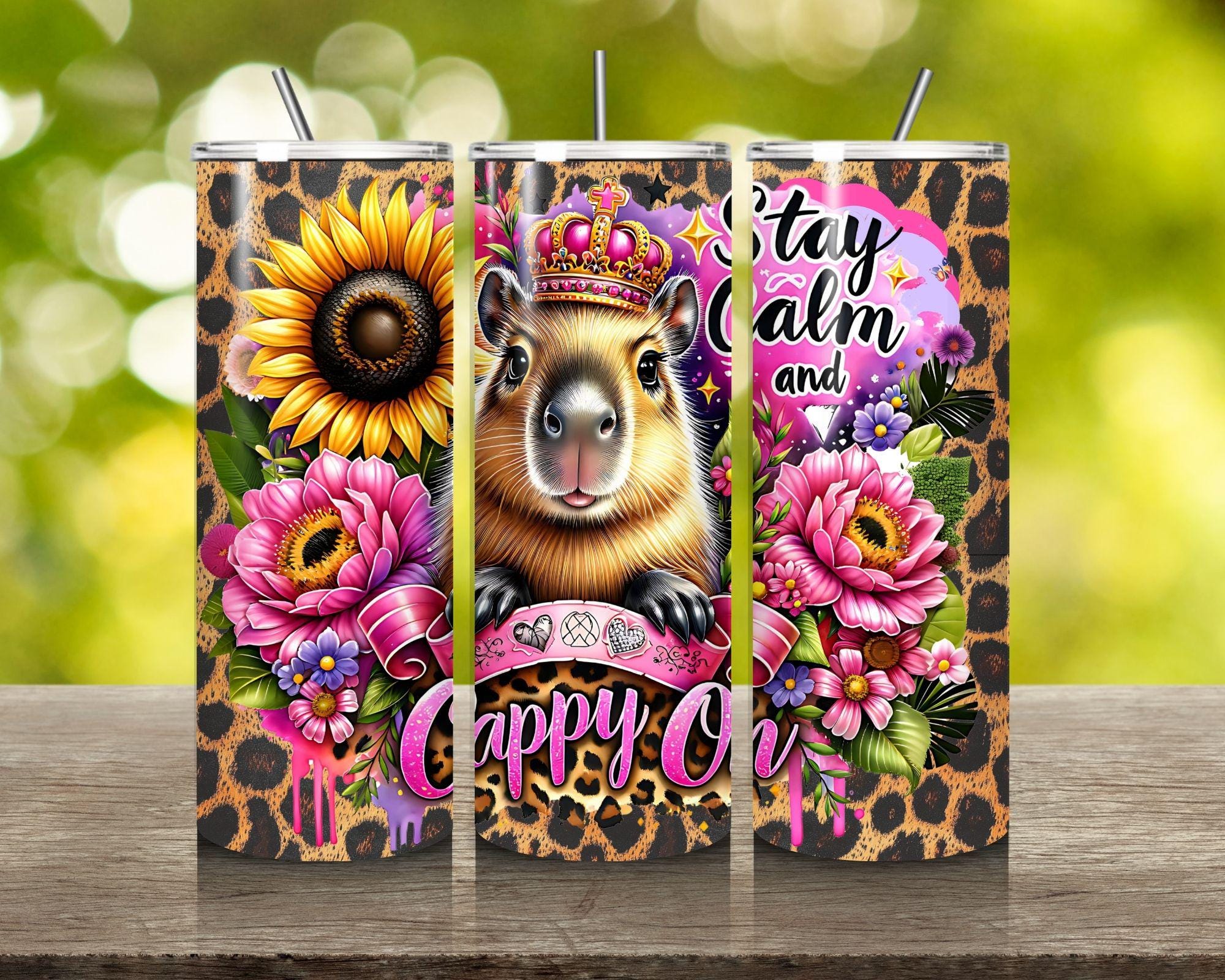 Cute Capybara Tumbler Wrap 20 Oz Leopard Sublimation Tumbler Png Stay ...