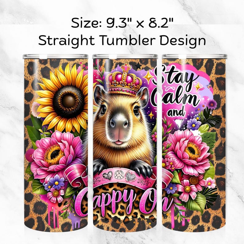Cute Capybara Tumbler Wrap 20 Oz Leopard Sublimation Tumbler Png Stay ...