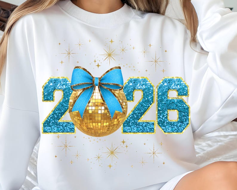 Glitter Disco Ball New Years 2026 Png: Happy New Year Sequin Coquette ...