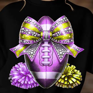 Football Bow Sports Mom PNG: Purple Green Sublimation Design (digital ...