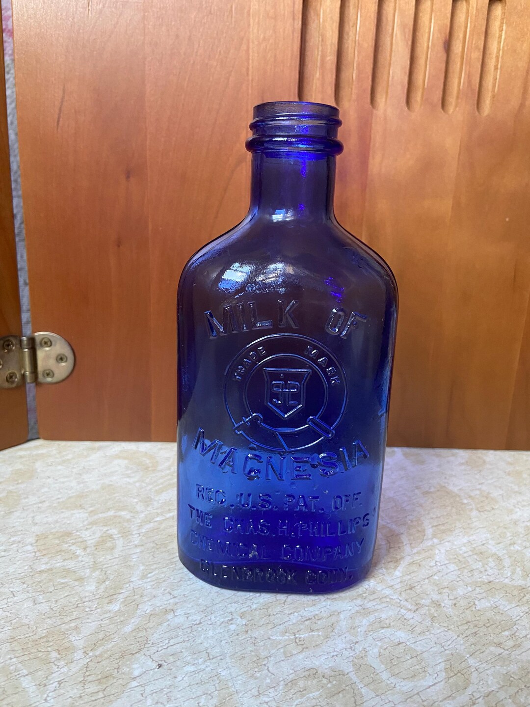 Antique (c 1920s) Genuine Embossed Phillips Milk of Magnesium Cobalt ...