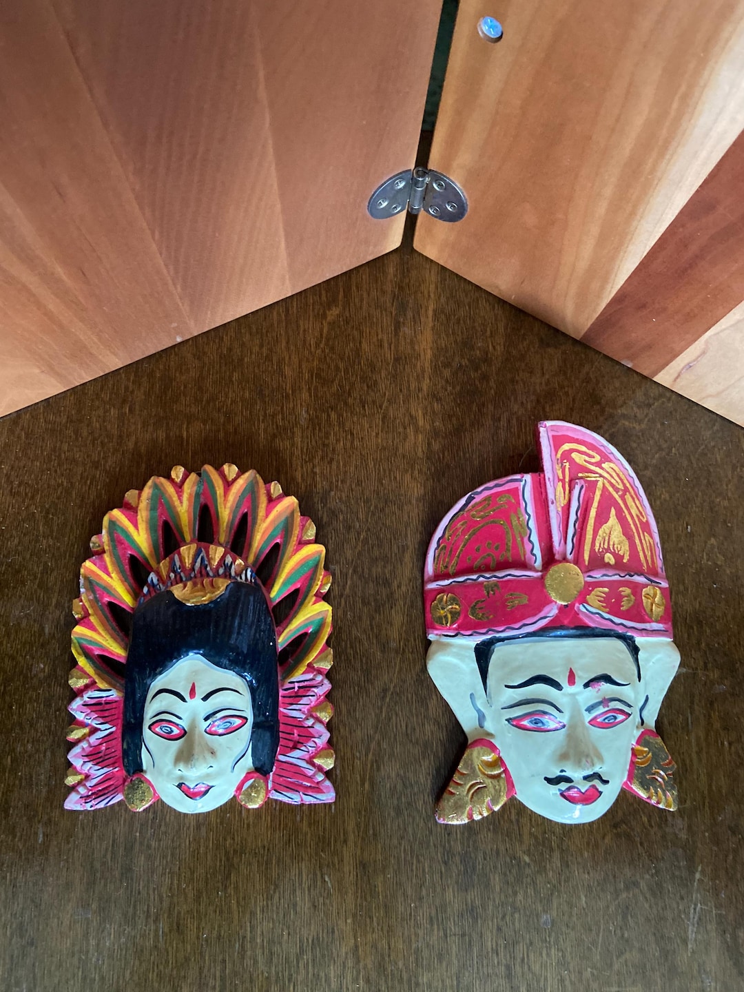 Pair of Carved and Painted Wood Face Masks (one Male, One Female) - Etsy