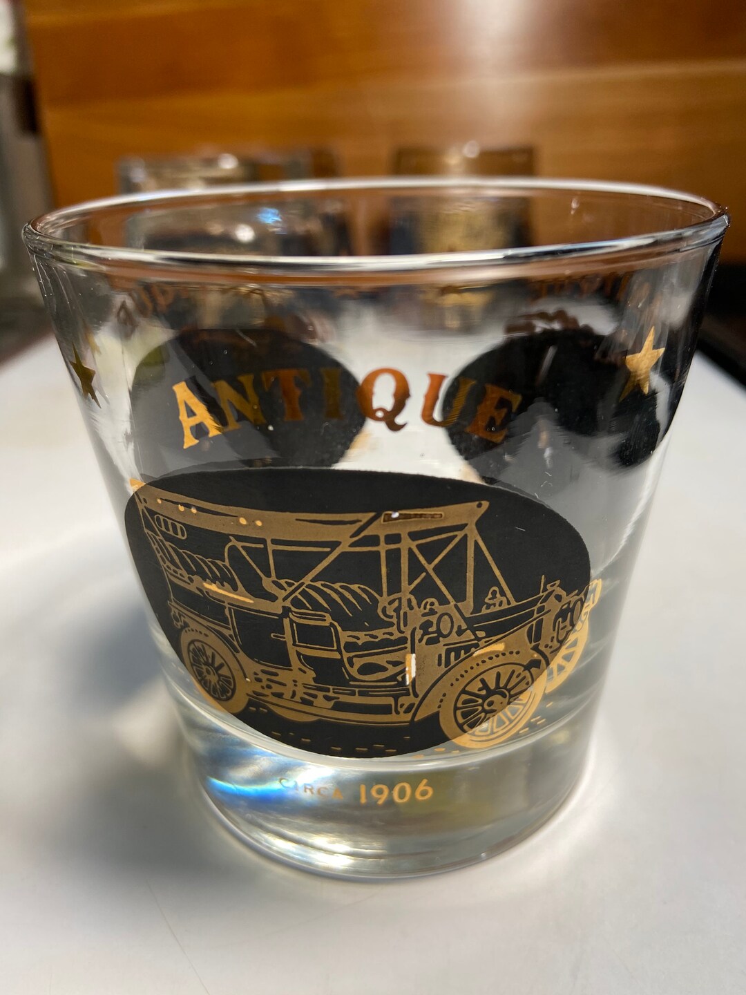 6 Vintage 1950s/1960s Old Fashioned “antique” Glasses With Three ...