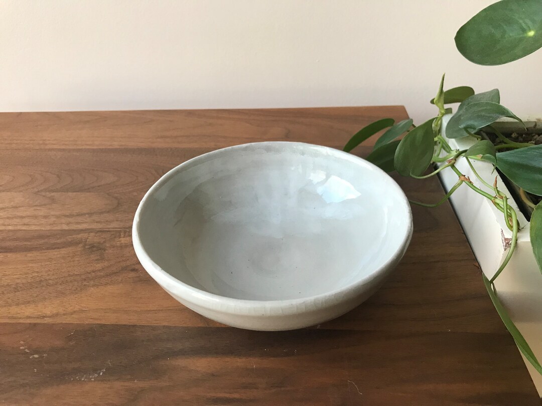 Shallow Ceramic Bowl Handmade Gift Pottery White Bowl Clay Bowl Light ...