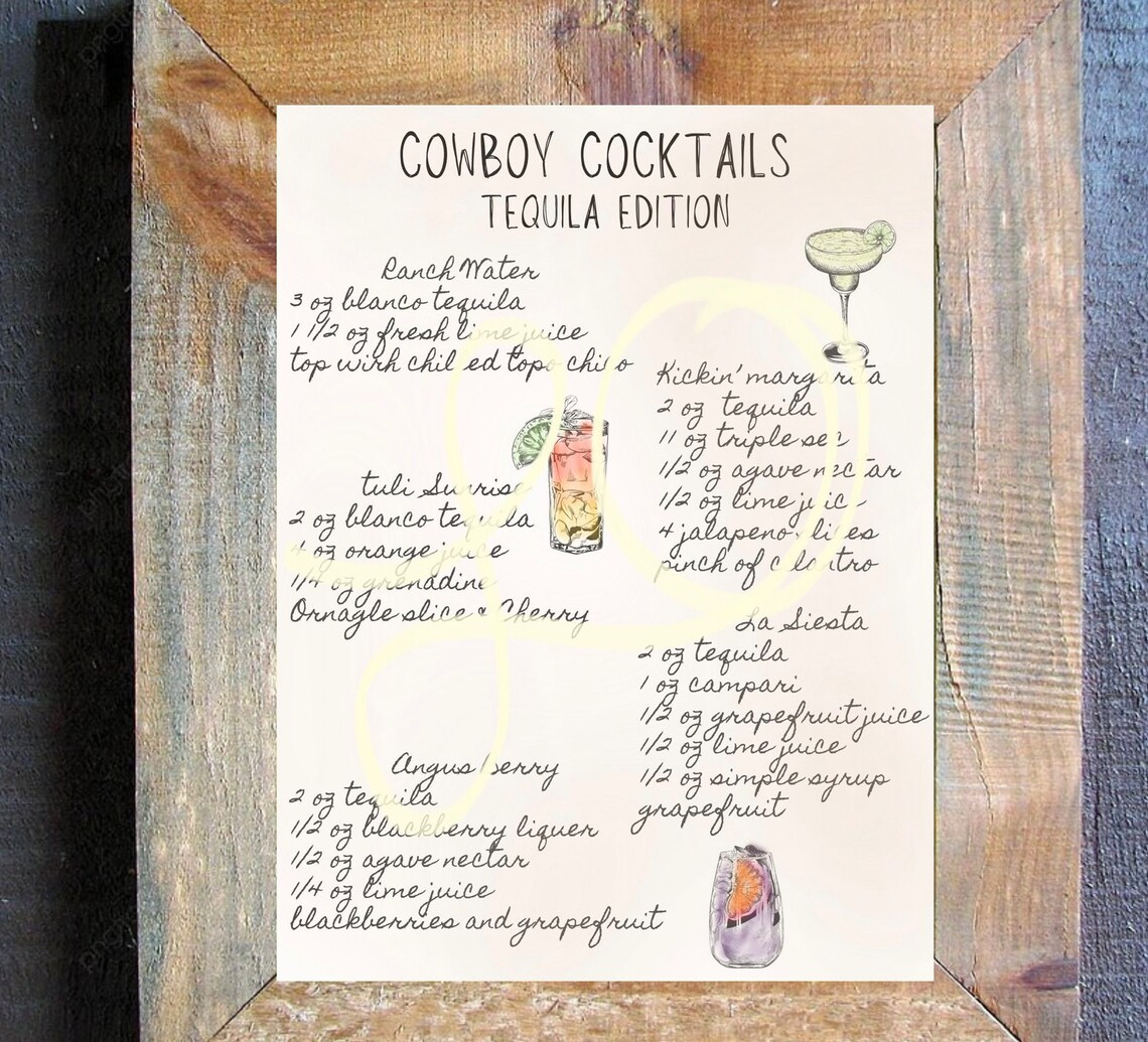 Cowboy Cocktails Poster - Etsy