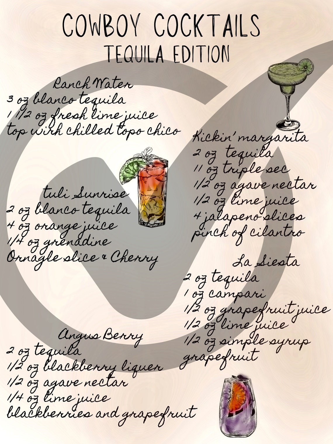 Cowboy Cocktails Poster - Etsy