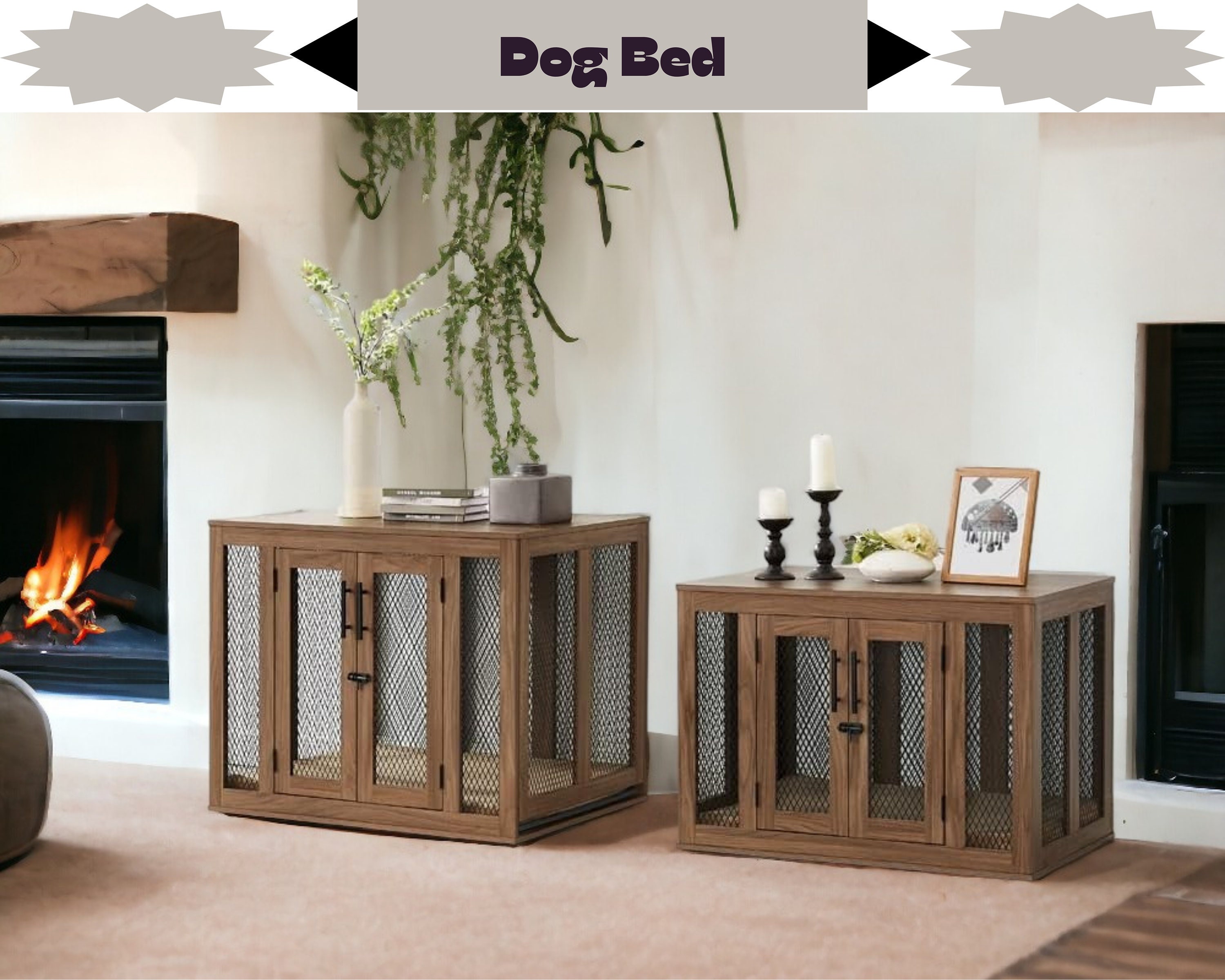 Modern Wooden Dog Crate Furniture, Indoor Dog House for Large Dogs ...
