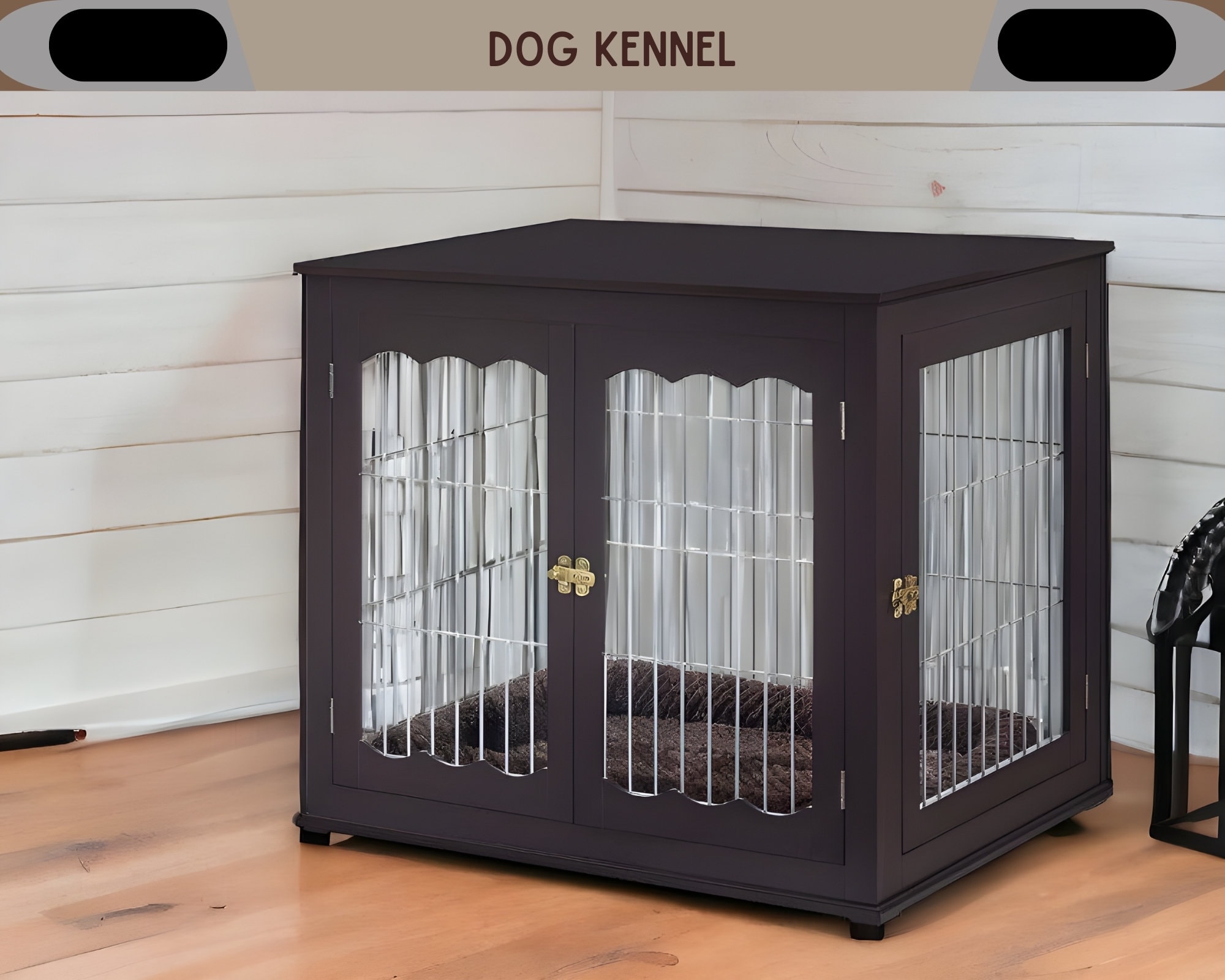 Modern Wooden Dog Crate Furniture, Indoor Dog House for Large Dogs ...