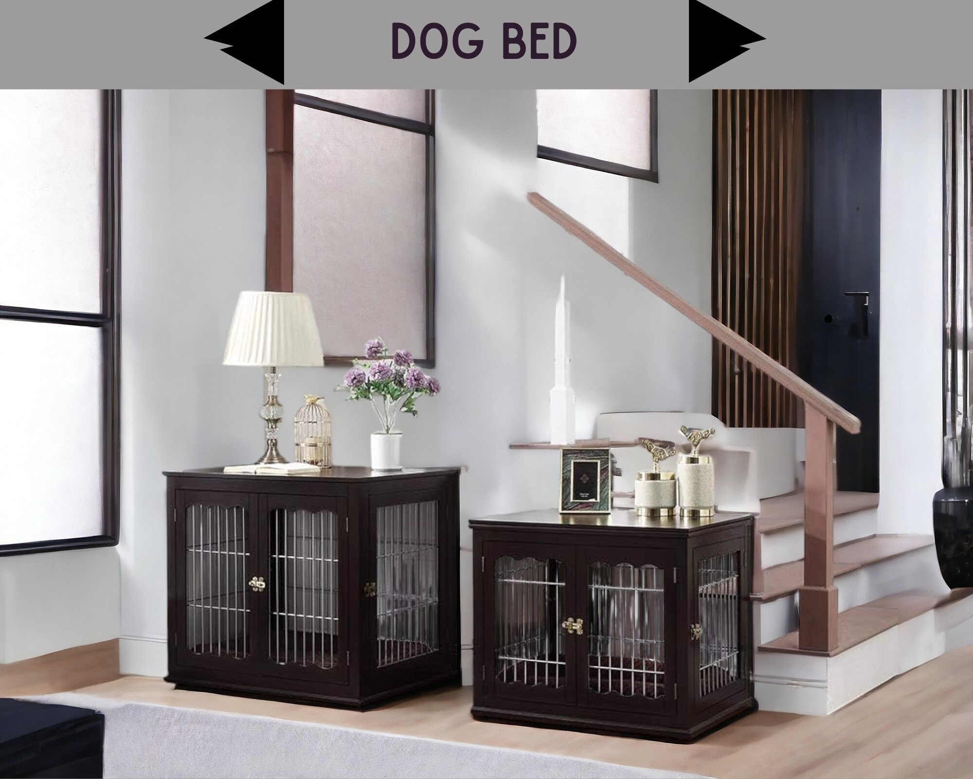 Modern Wooden Dog Crate Furniture, Indoor Dog House for Large Dogs ...
