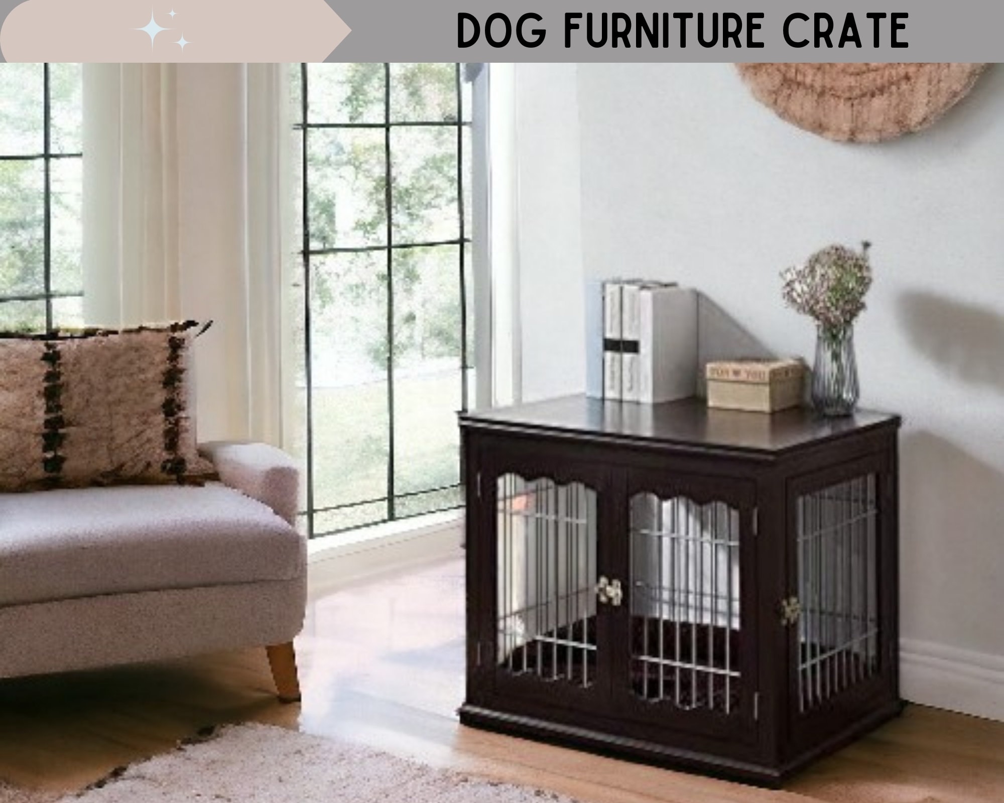 Modern Wooden Dog Crate Furniture, Indoor Dog House for Large Dogs ...