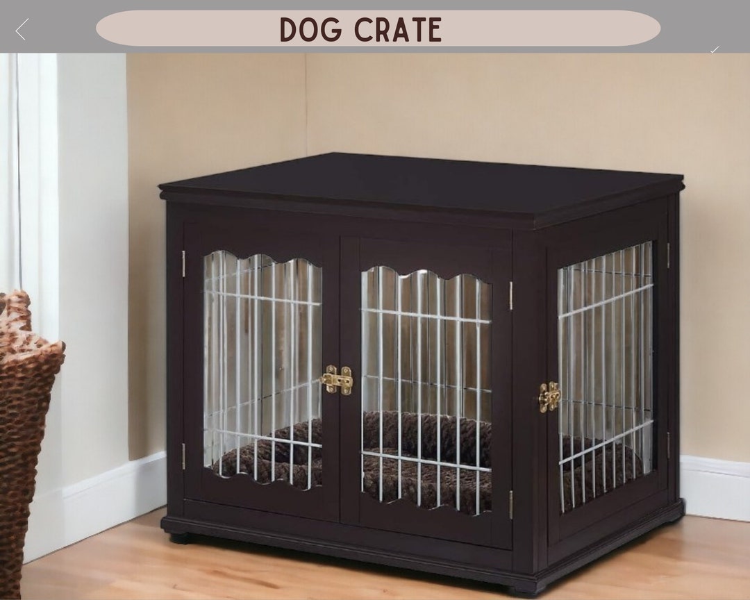 Modern Wooden Dog Crate Furniture, Indoor Dog House for Large Dogs ...