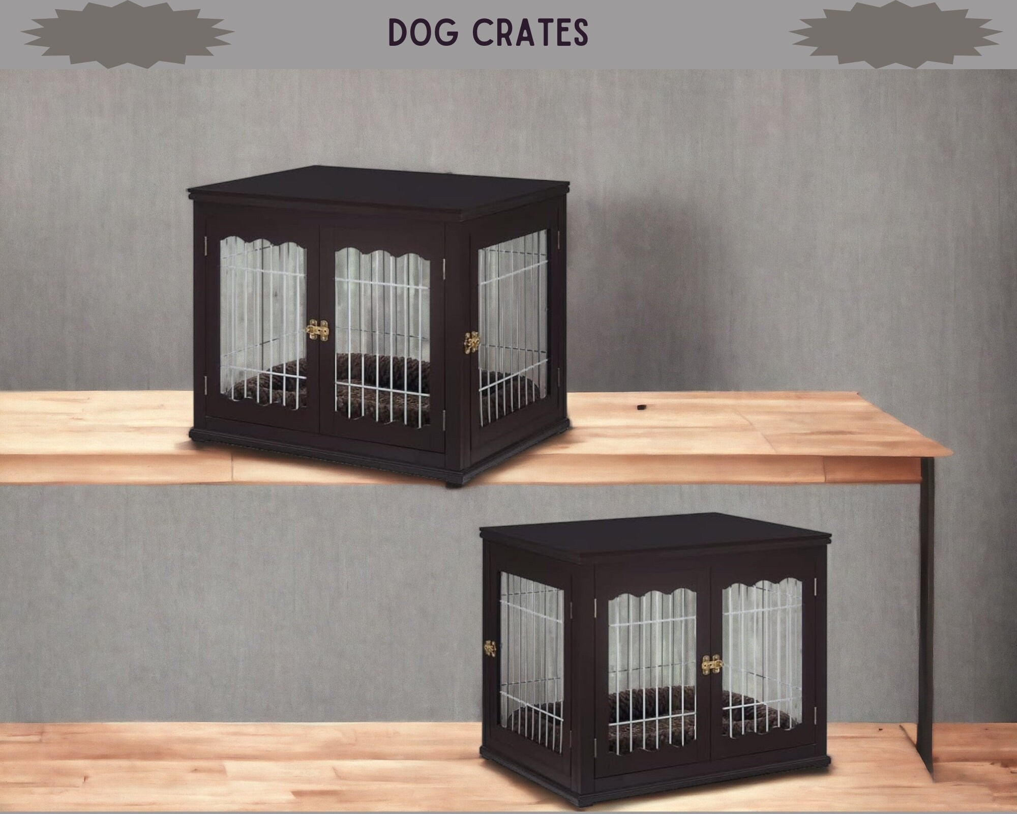 Modern Wooden Dog Crate Furniture, Indoor Dog House for Large Dogs ...