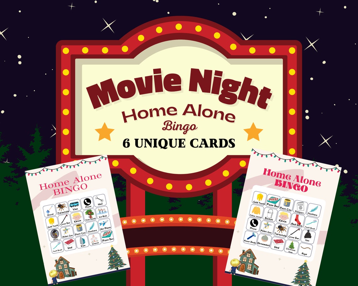 Home Alone Bingo Cards (family Christmas Movie Activity)- 6 Unique ...