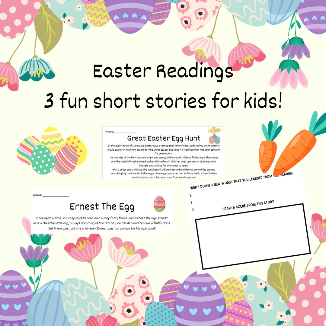 Easter Themed Readings for Kids - Letter Size Paper/reading Level ...