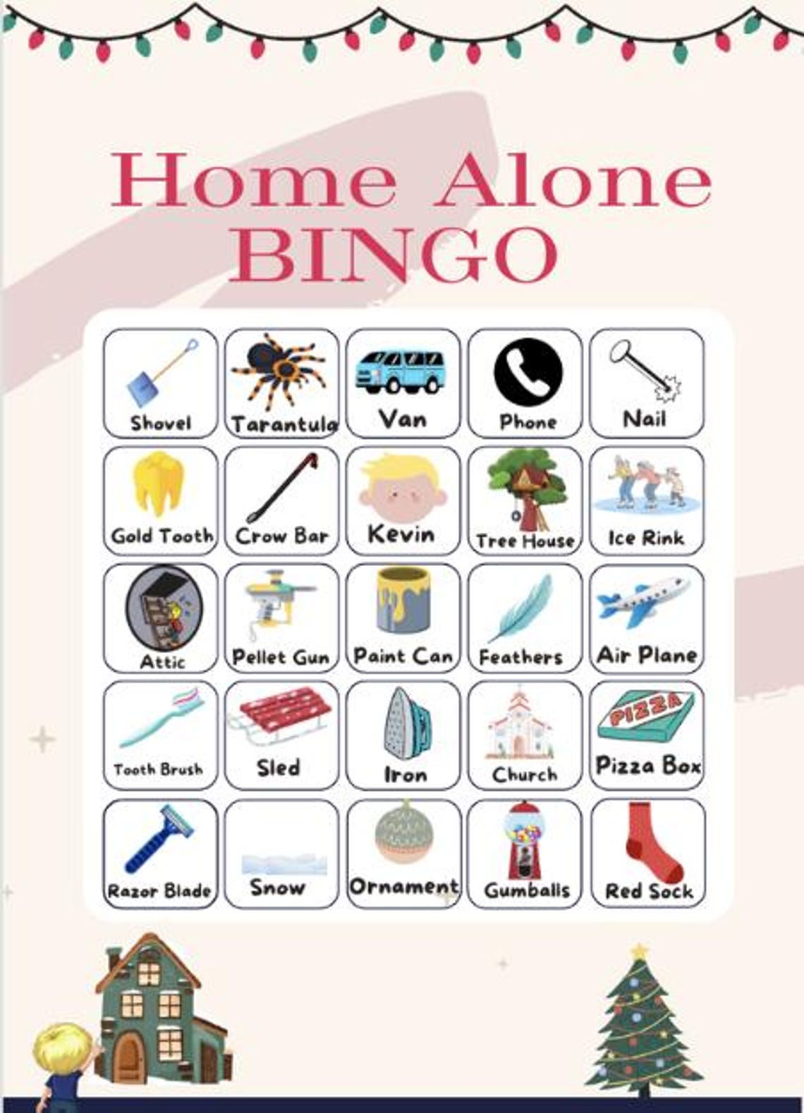 Home Alone Bingo Cards (family Christmas Movie Activity)- 6 Unique ...