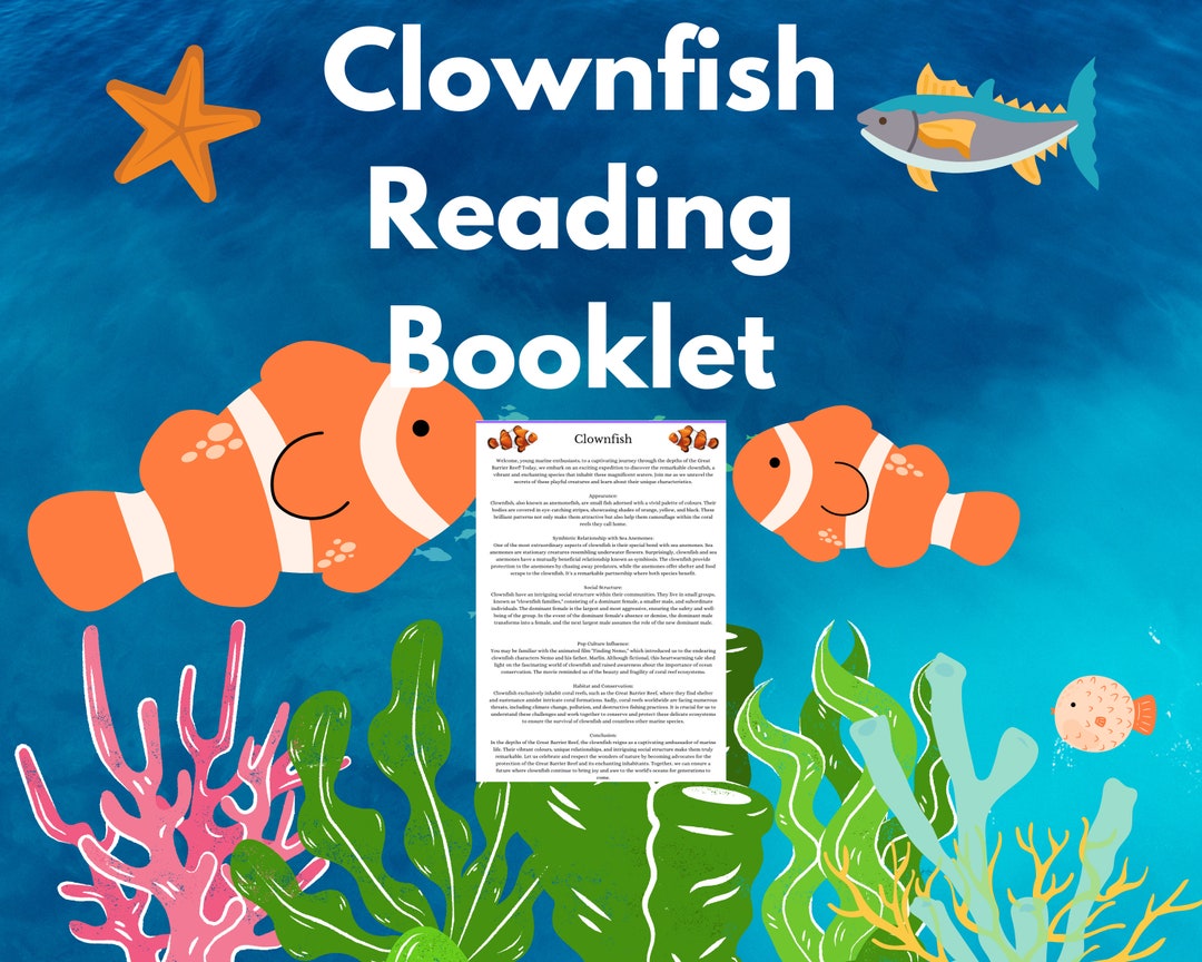 Clownfish Reading Comprehension Booklet for Kids! (ages 8-11 ...