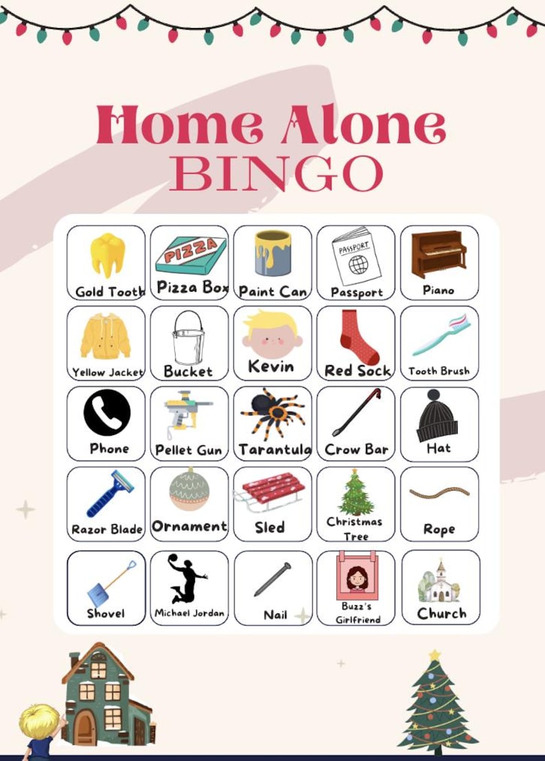 Home Alone Bingo Cards (family Christmas Movie Activity)- 6 Unique ...