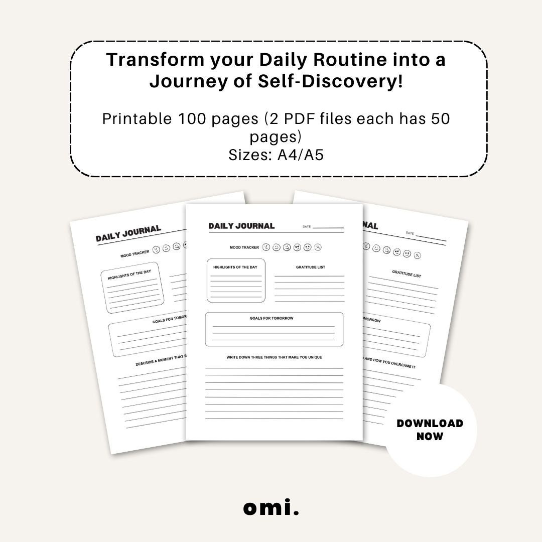 Printable Daily Journal, 100 Journal Prompts for Self-reflection, Daily ...
