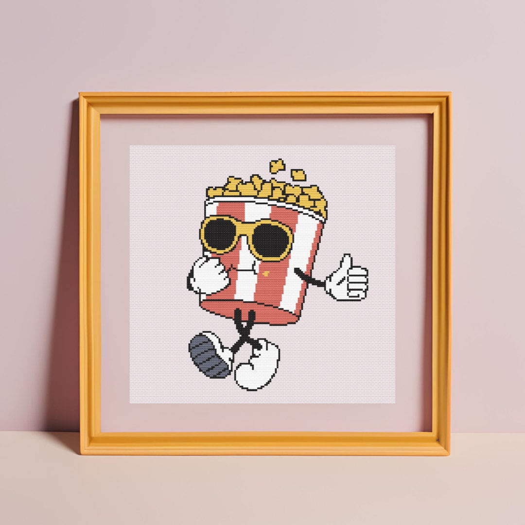 Animated Popcorn Bucket Cross Stitch Pattern - Etsy
