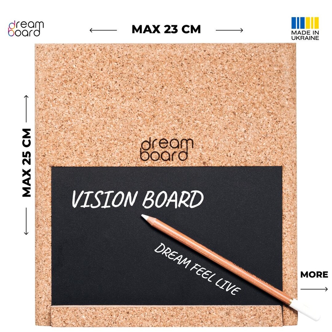Vision Board Dream Board Size S - Cork, Chalk, Pin Board and Magnetic ...
