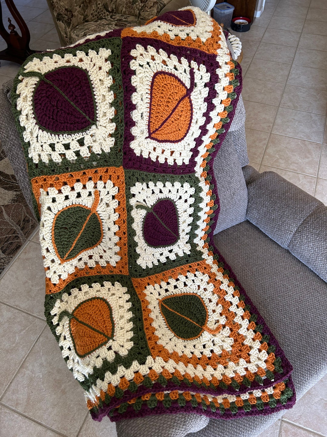 Fall Leaves 72x48 Afghan in Deep Fall Colors - Etsy