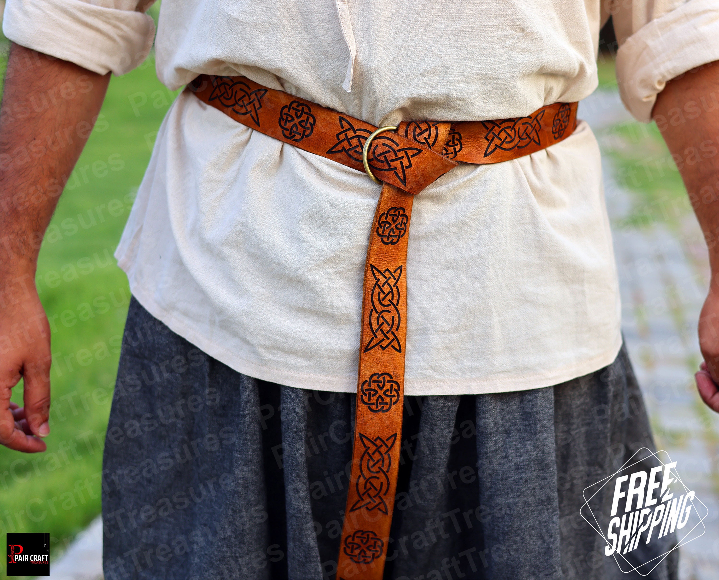 Medieval Viking Leather Belt Bag, Steampunk Gothic Wide Waist Belt ...